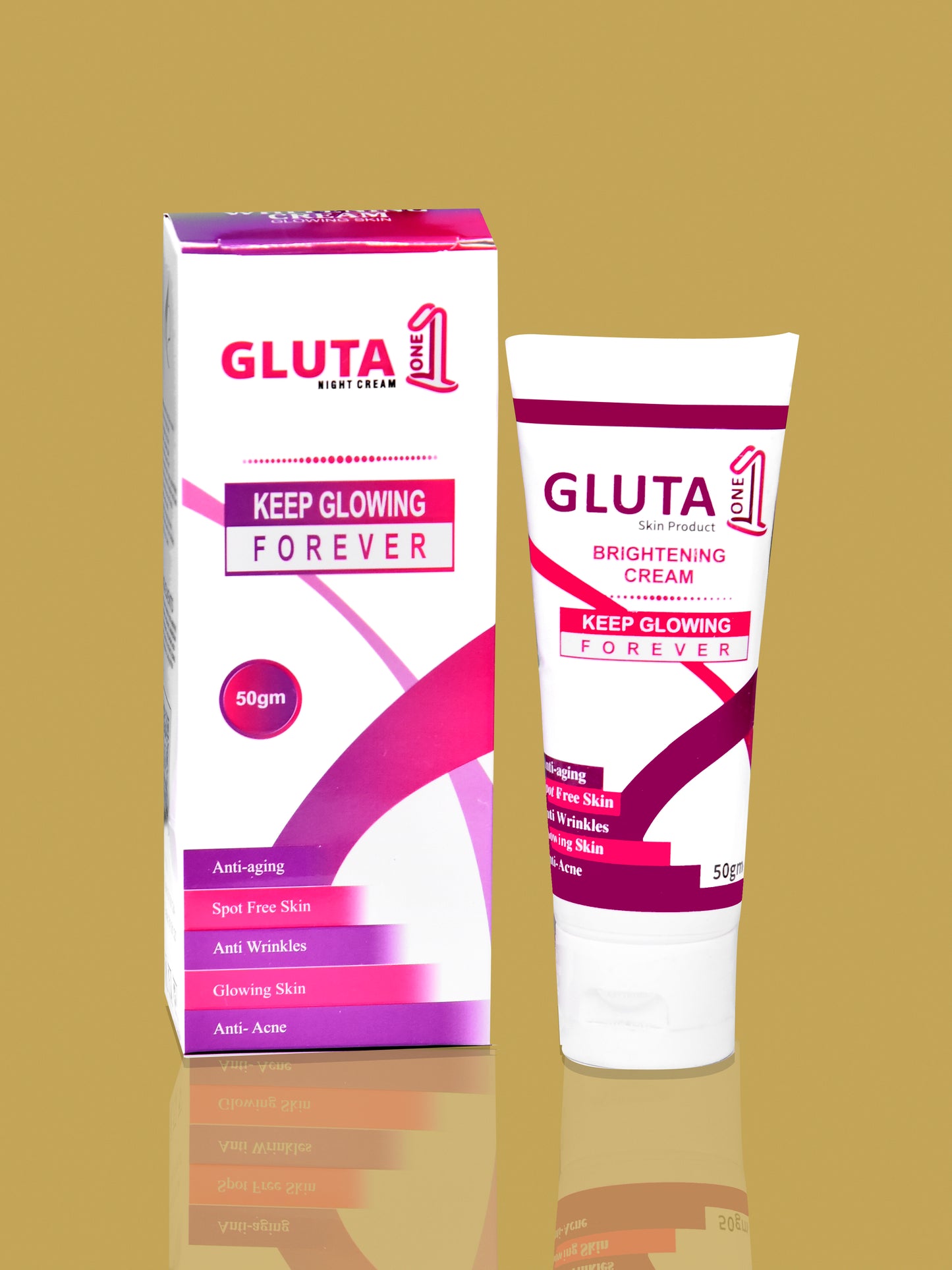 Skin Lightening Night Cream & Face Brightening Serum - Gluta One ...